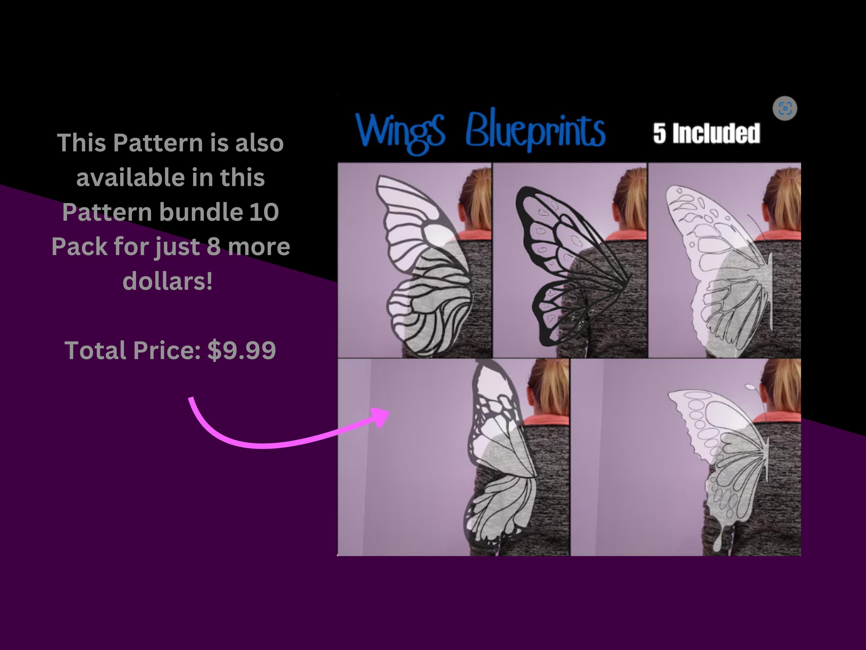 Butterfly Wings Blueprint 2D Template Made With Eva Foam for Making ...