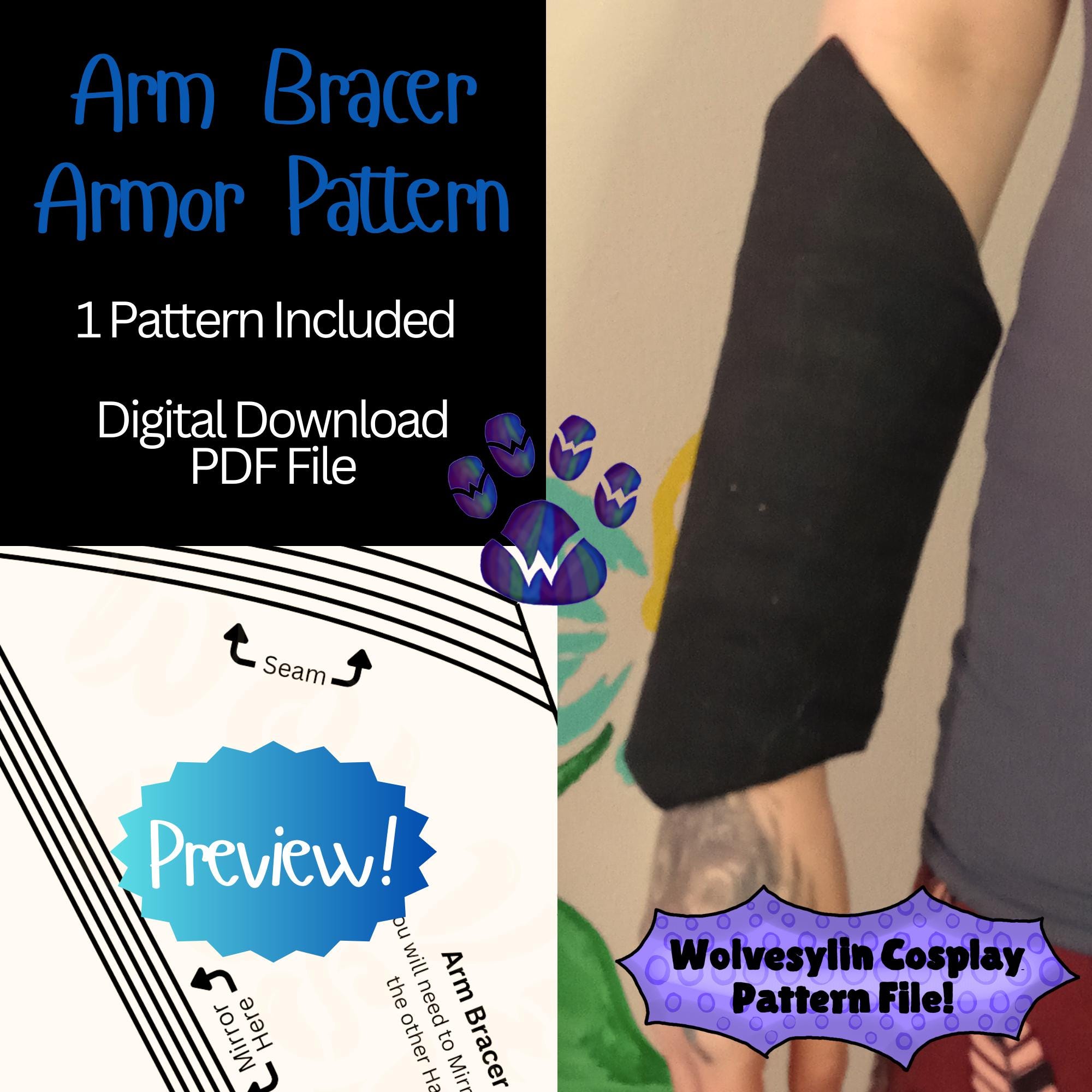 Arm Bracer Pattern - Fantasy Template for Armor Cosplay Costume Warrior ...