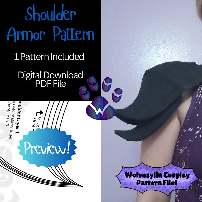 Pauldron Armor Pattern Shoulder Eva Foam Template Used for to Make a Cosplay Costume - PDF File ...