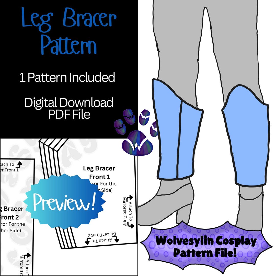 Leg Bracer Armor Pattern Fantasy Cosplayer Template for Costume Making ...