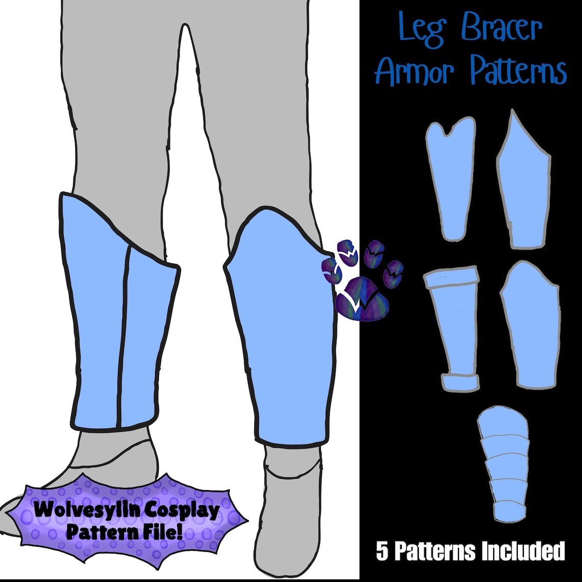 Leg Bracer Armor Pattern Collection - Fantasy Cosplayer Template for ...