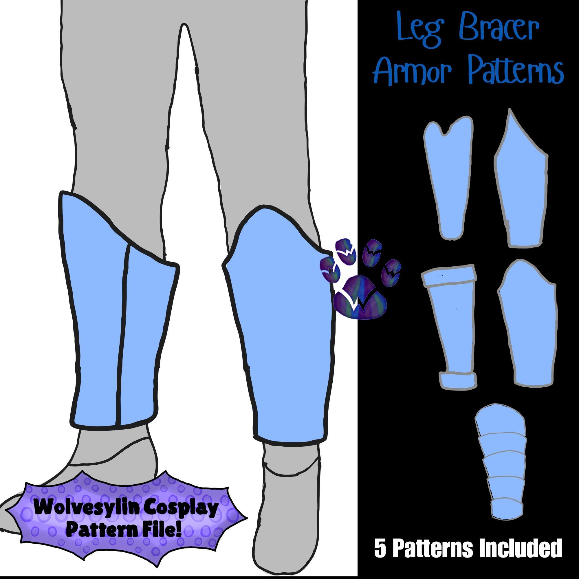 Leg Bracer Armor Pattern Collection - Fantasy Cosplayer Template for ...