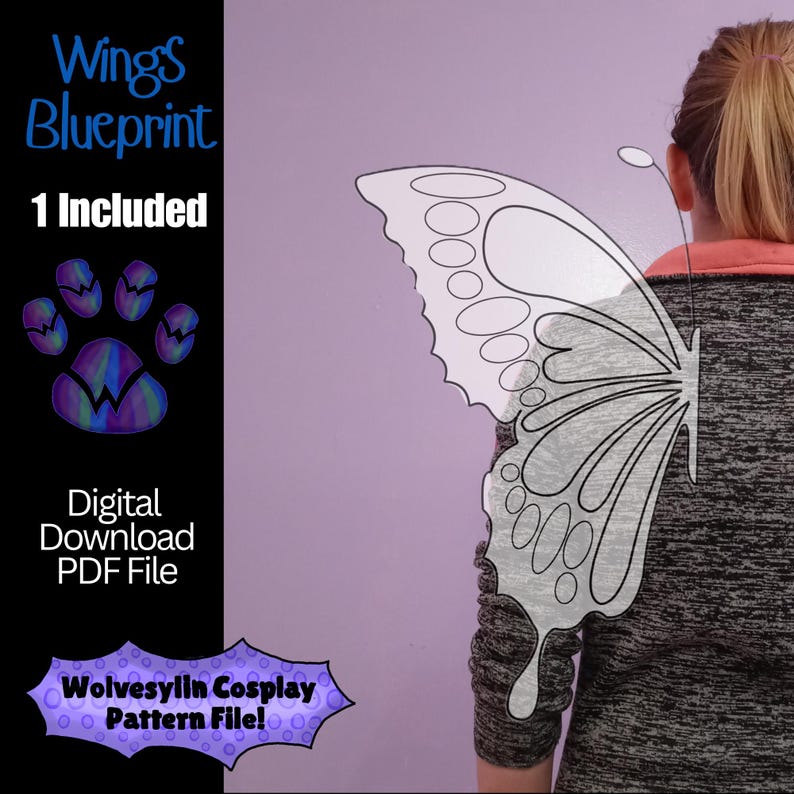 Butterfly Wings 2D Blueprint - Included 1 Designs - Template for Making ...