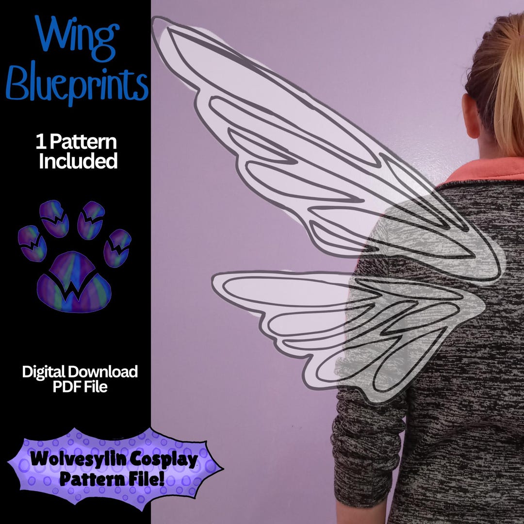 Fairy Wings Blueprint 2D Template Made With Eva Foam for Making Your ...