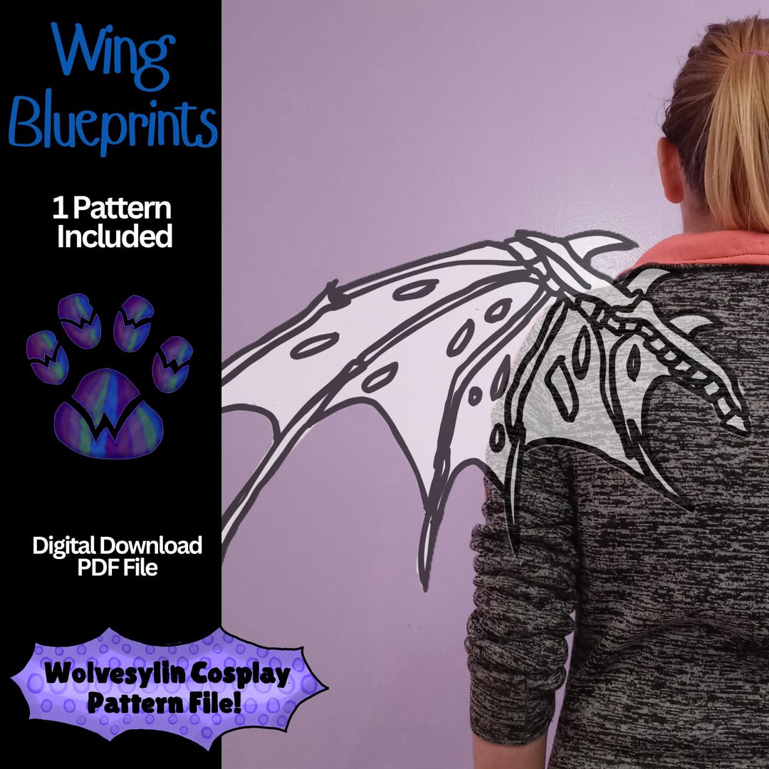 2D Demonic Wing Blueprints Eva Foam Template for Making Your Own Larp ...