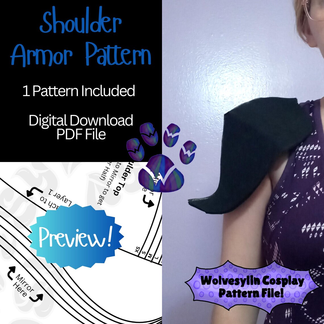 Shoulder Armor Pattern - 1 Design Included - Pauldron Template You Can ...