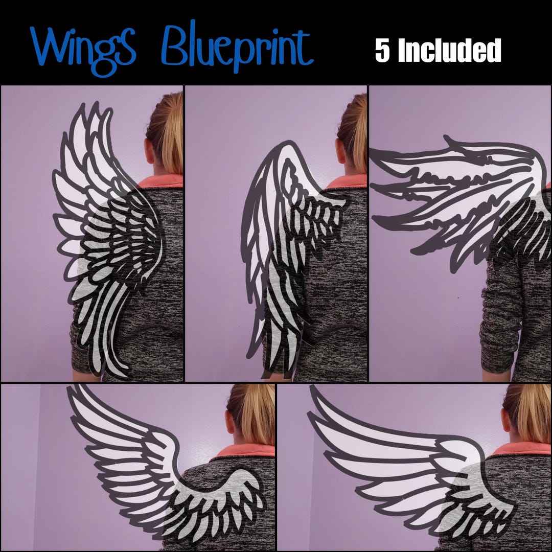 Feathered Wings 2D Blueprint Collection - Included 5 Designs - Template ...