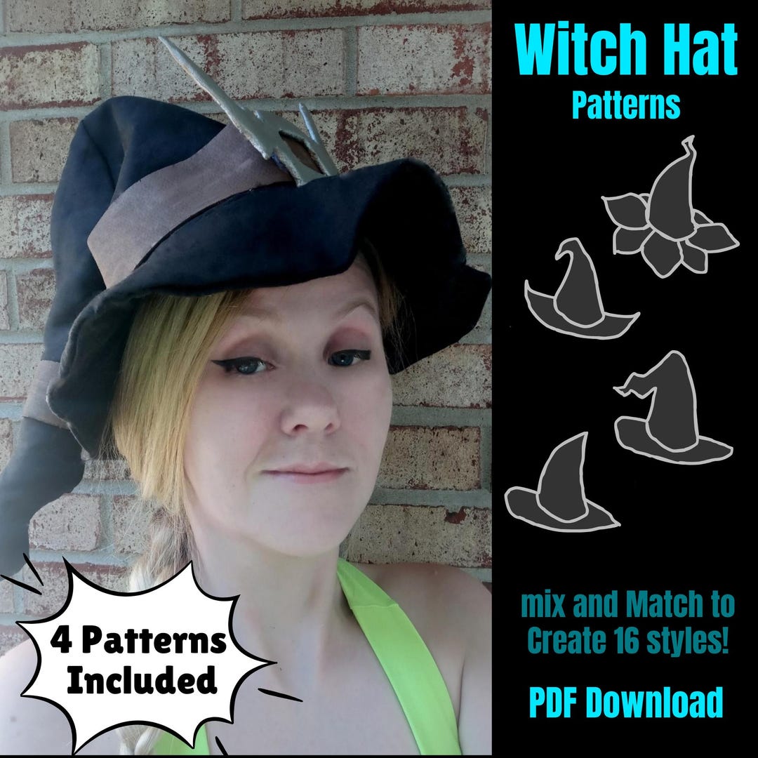 Witch Hat Bundle: 4 Patterns Sets - DIY Sewing Printable PDF File Used ...