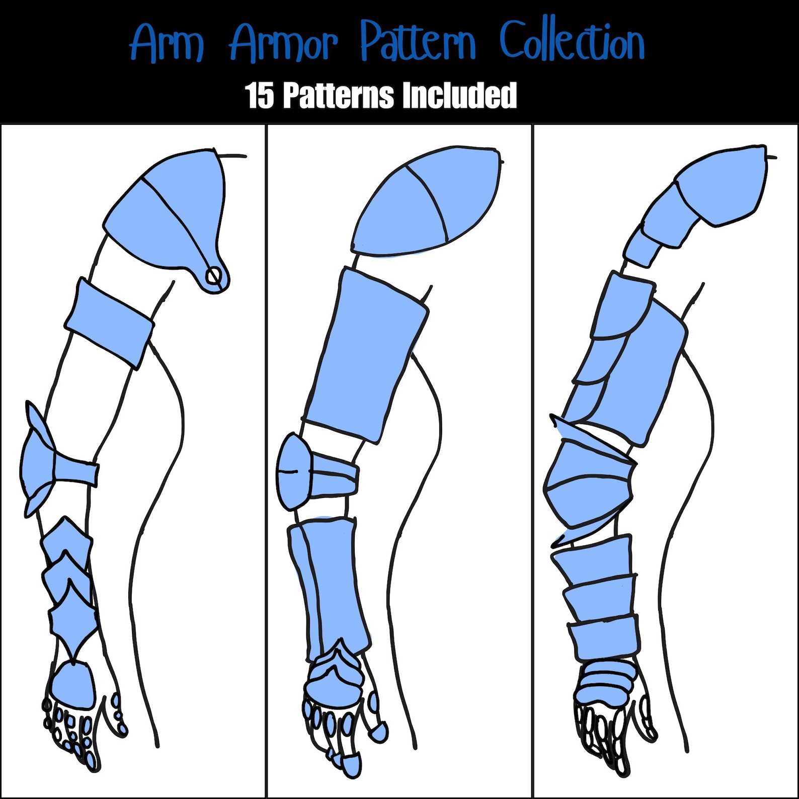 Cosplay Arm Armor Pattern Set - Designs for Upper, Elbow, Shoulder ...