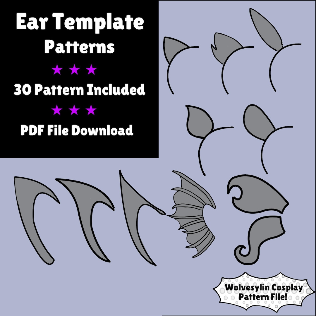 Ear Template Patterns- 30 Designs Included - Templates You Can Use With ...