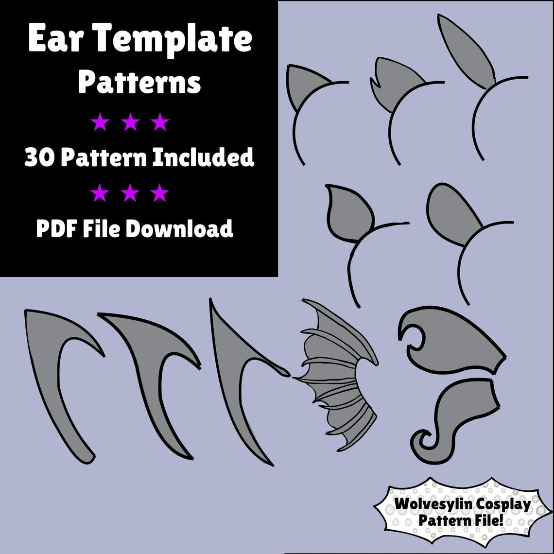 Ear Template Patterns- 30 Designs Included - Templates You Can Use With ...