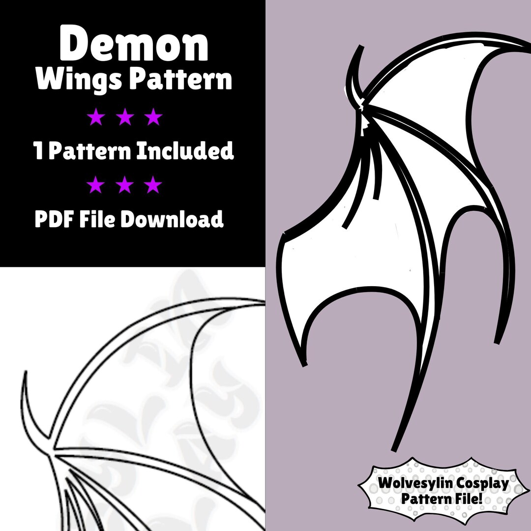 Demon Wings 2D Blueprint Included 1 Designs Template for Making Your ...
