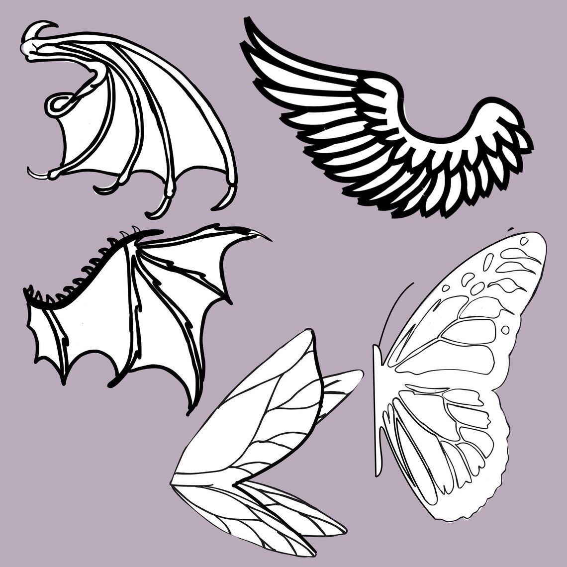 Wings 2D Blueprints Bundle 5 Set DIY Cosplay Costume Template for ...