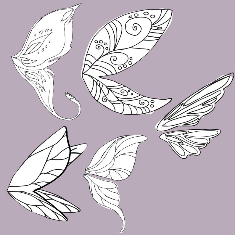 Fairy Wings 2D Blueprint Collection - Included 5 Designs - Template for ...