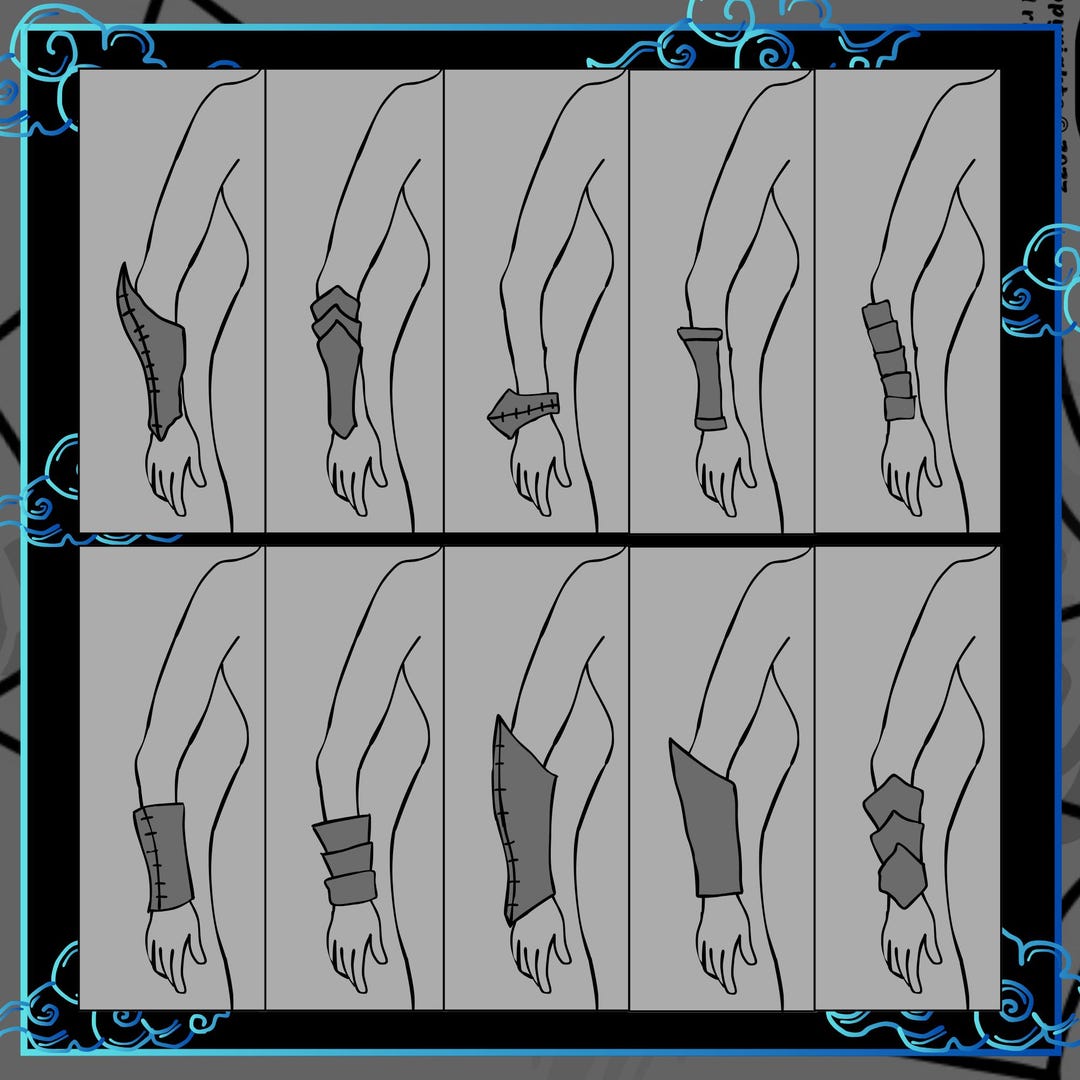 Arm Bracer Patterns, 10 Patterns, Cosplay, Costume, Eva Foam, Worbla ...