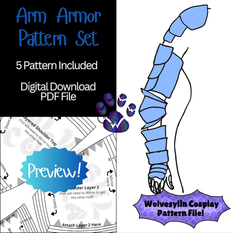 Arm Armor and Pauldron Pattern Set for Cosplay - 5 Patterns Included ...