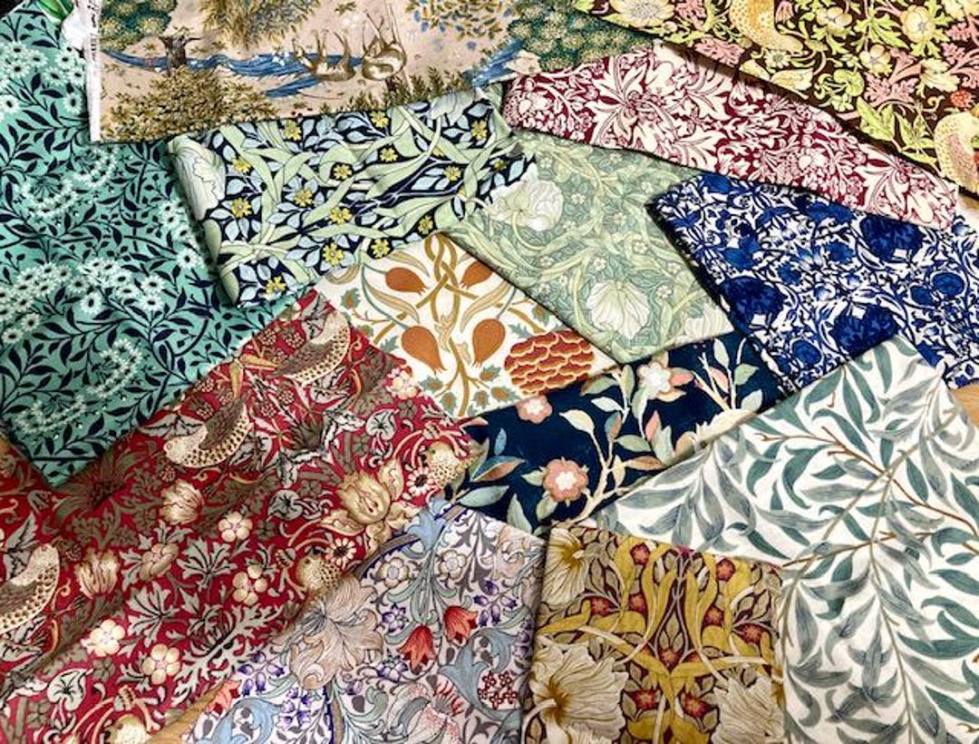 William Morris Fabric Remnants, Bundle With Various Prints and Sizes ...