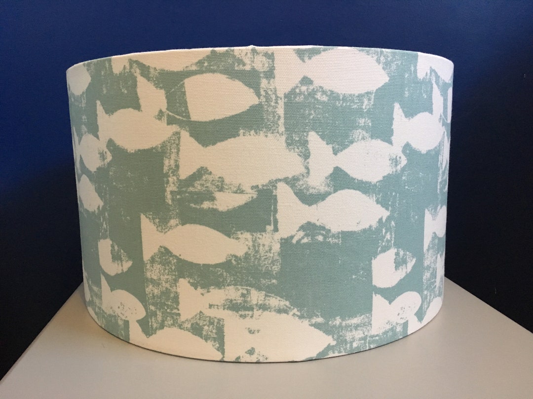 Nautical Fish Lampshade, in Blue & White Shoal Fabric, Ocean Decor ...