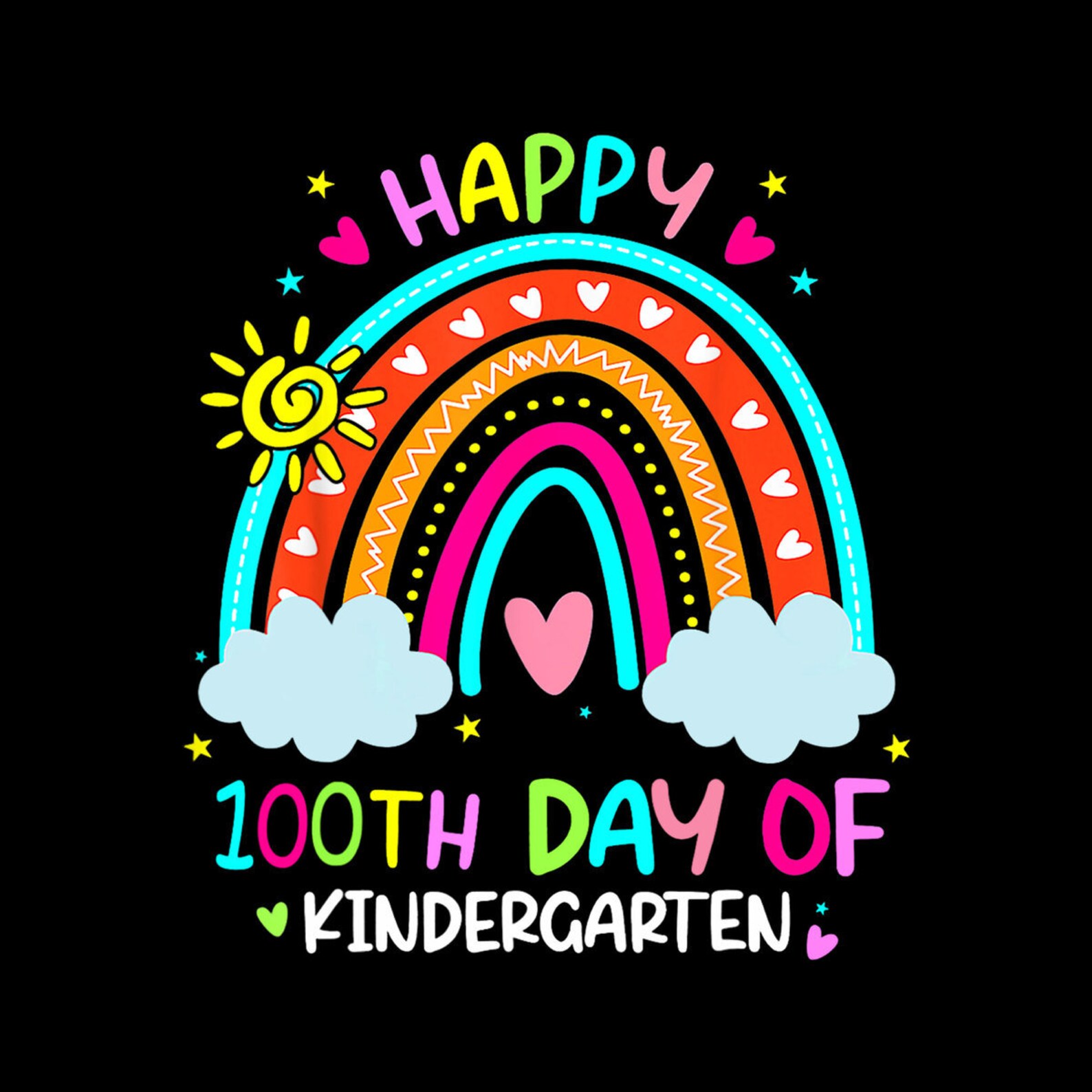 100th Day of Kindergarten School Rainbow 100 Days Smarter Digital PNG ...
