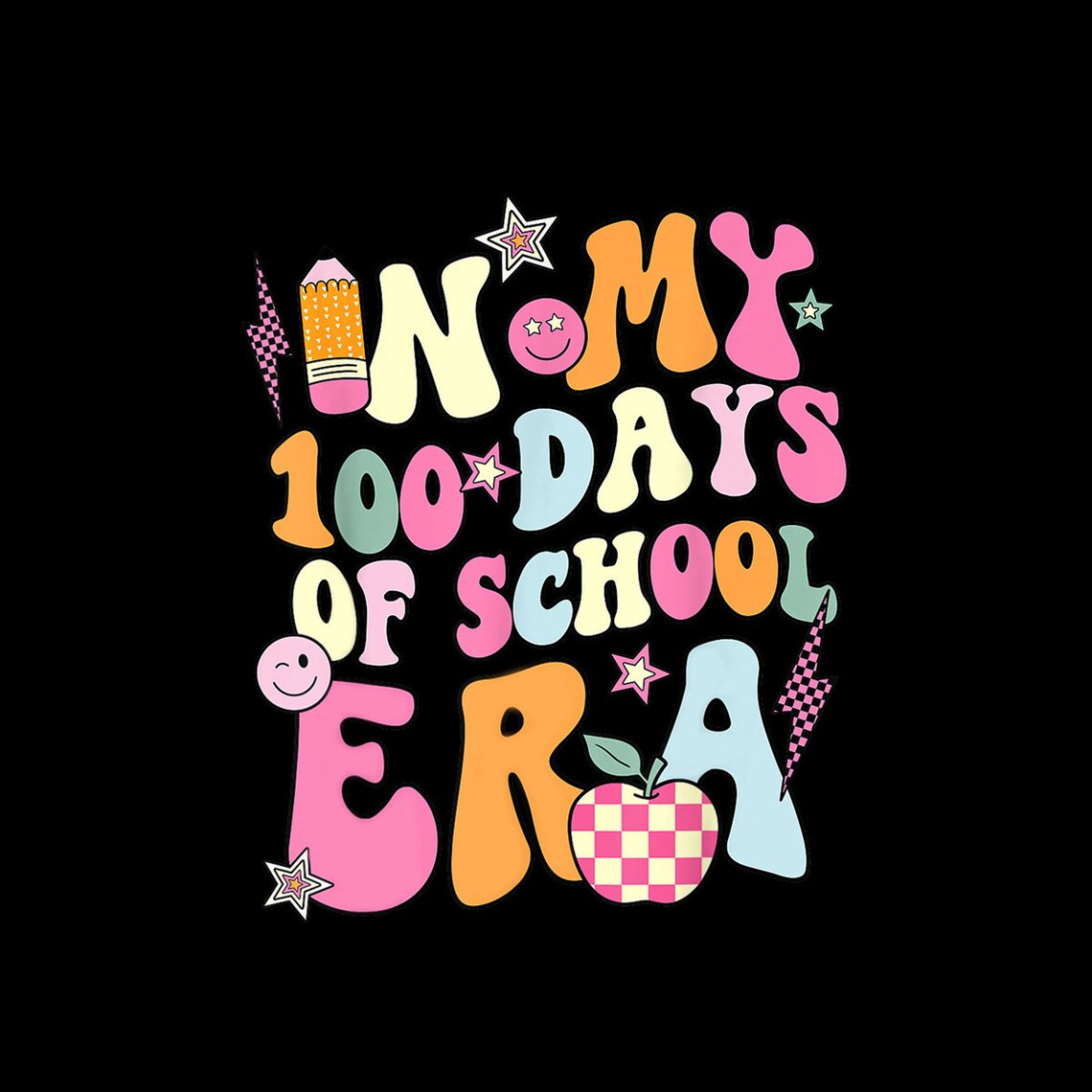 Retro Groovy in My 100 Days of School Era 100 Days Smarter Digital PNG ...