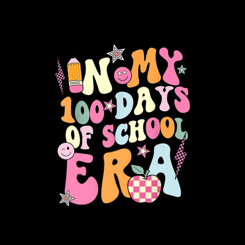 Retro Groovy in My 100 Days of School Era 100 Days Smarter Digital PNG ...