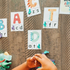 Alphabet Clip Cards / Dinosaur Themed ABC Practice Cards - Etsy