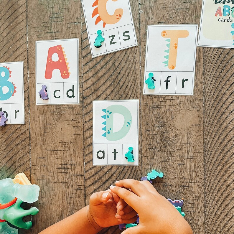 Alphabet Clip Cards / Dinosaur Themed ABC Practice Cards - Etsy