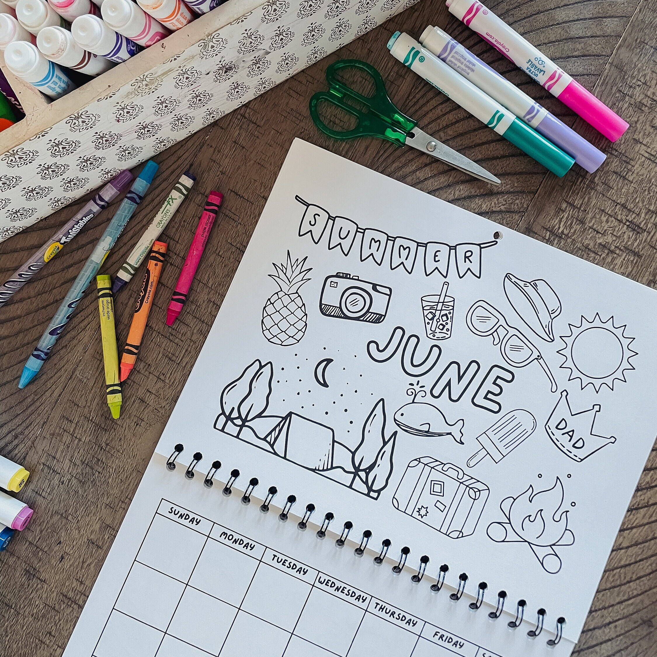 Coloring Calendar Pages/ Color My Own Calendar, Monthly Coloring Pages ...