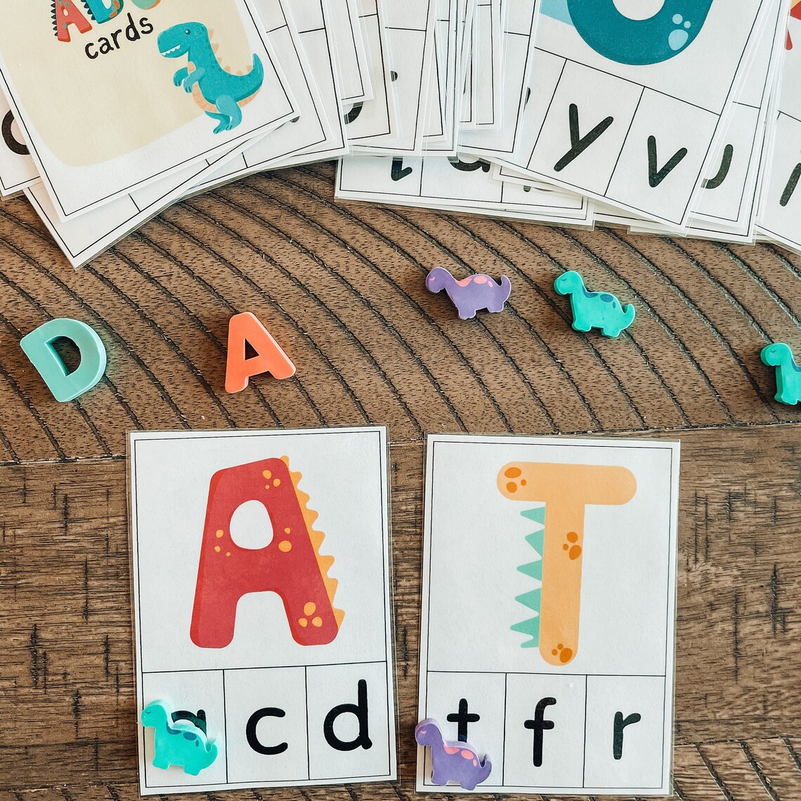 Alphabet Clip Cards / Dinosaur Themed ABC Practice Cards - Etsy