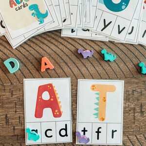 Alphabet Clip Cards / Dinosaur Themed ABC Practice Cards - Etsy