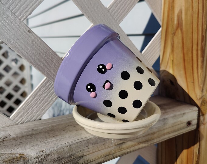 Boba Tea Plant Pot | Cute Gift for Plant Lovers | Cute Bubble Tea ...