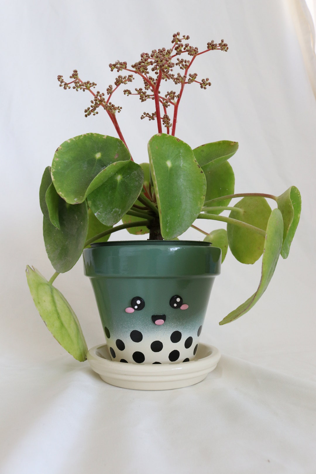 Boba Tea Plant Pot | Green Matcha Tea & Cream Clay Planter Pot | Cute 4 ...