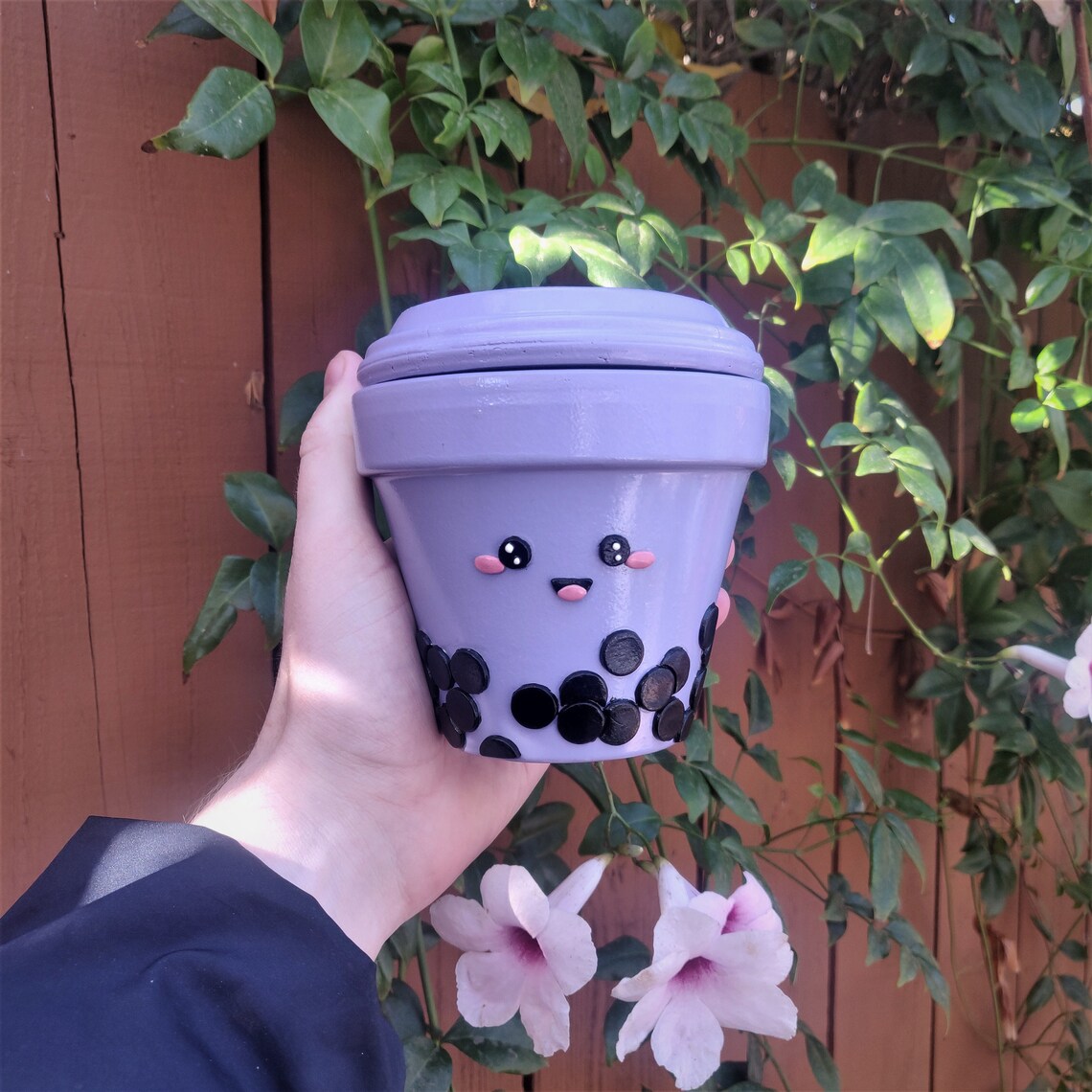 Boba Tea Plant Pot Taro Milk Tea Clay Planter Pot Cute 4 | Etsy