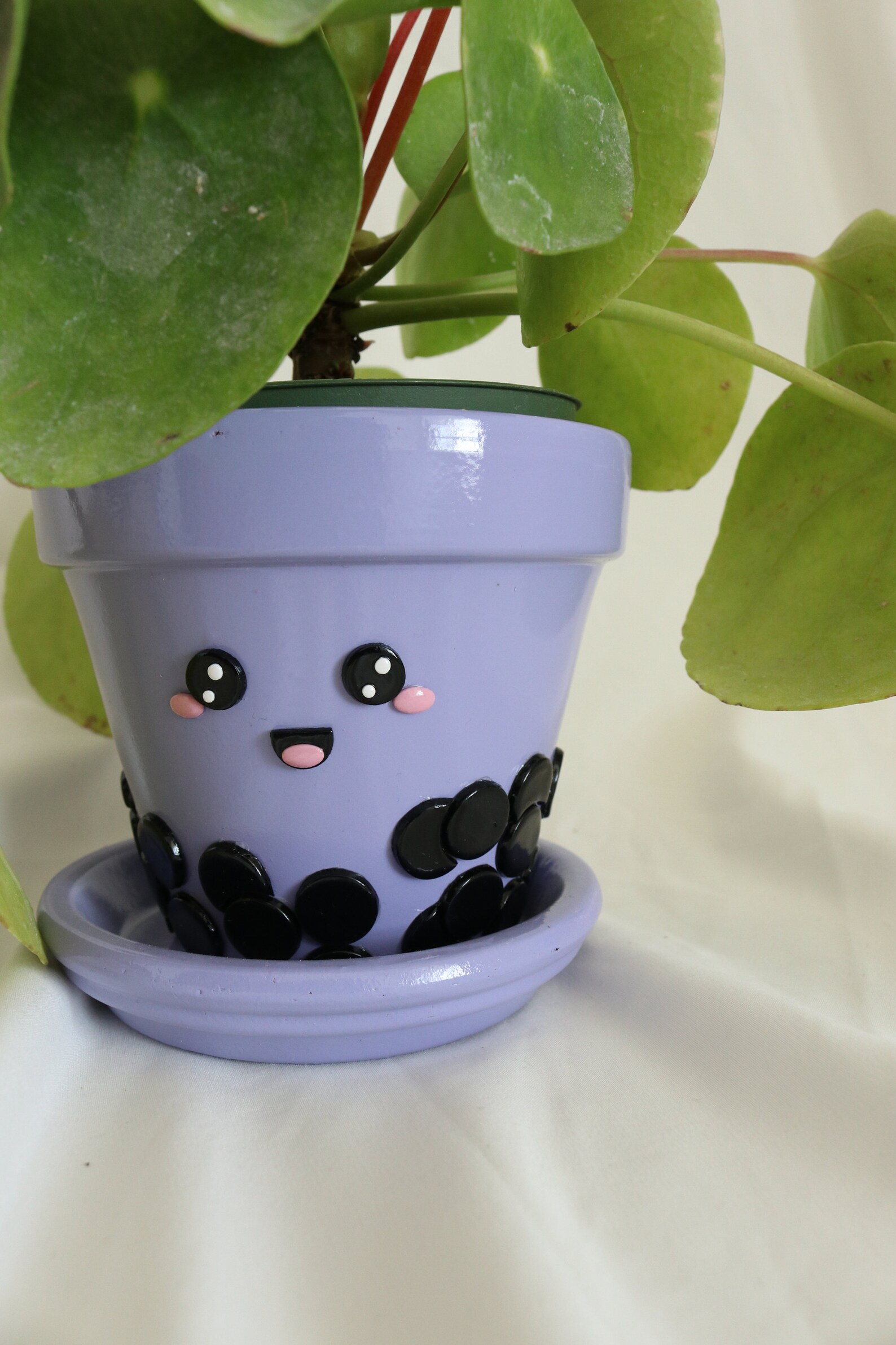 Boba Tea Plant Pot | Taro Milk Tea Clay Planter Pot | Cute 4 Inch Plant ...