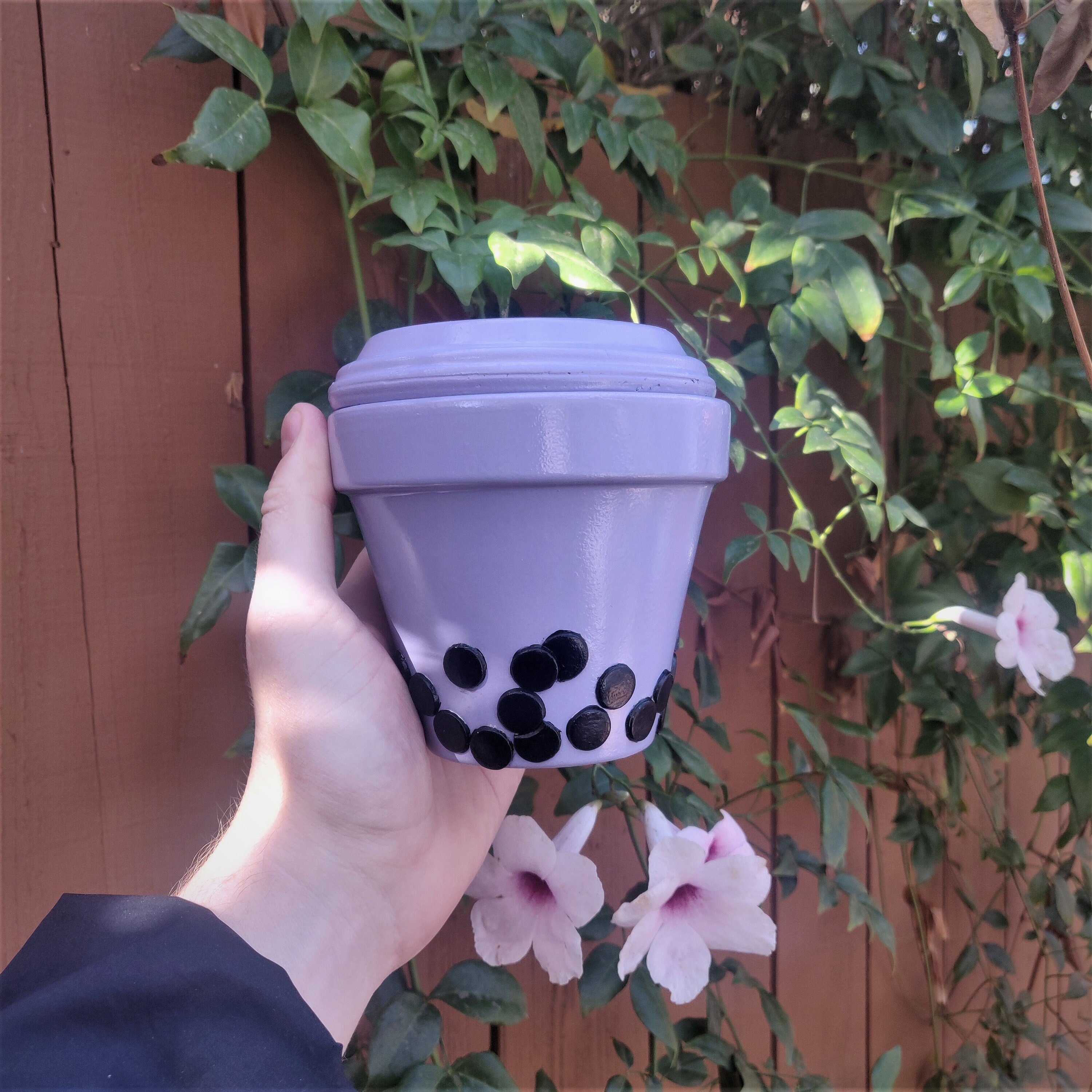 Boba Tea Plant Pot Taro Milk Tea Clay Planter Pot Cute 4 | Etsy