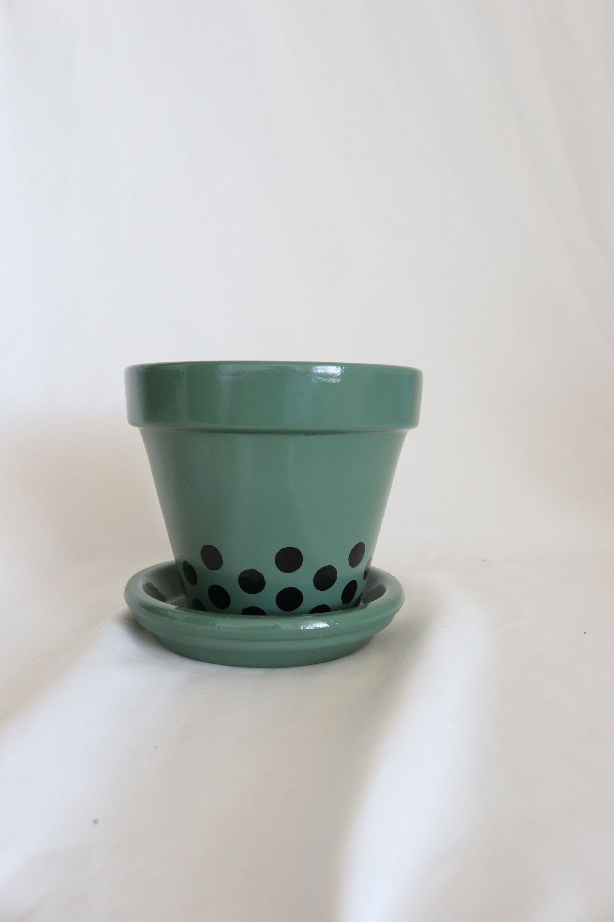 Boba Tea Plant Pot | Green Matcha Tea Clay Planter Pot | Cute 4 Inch ...