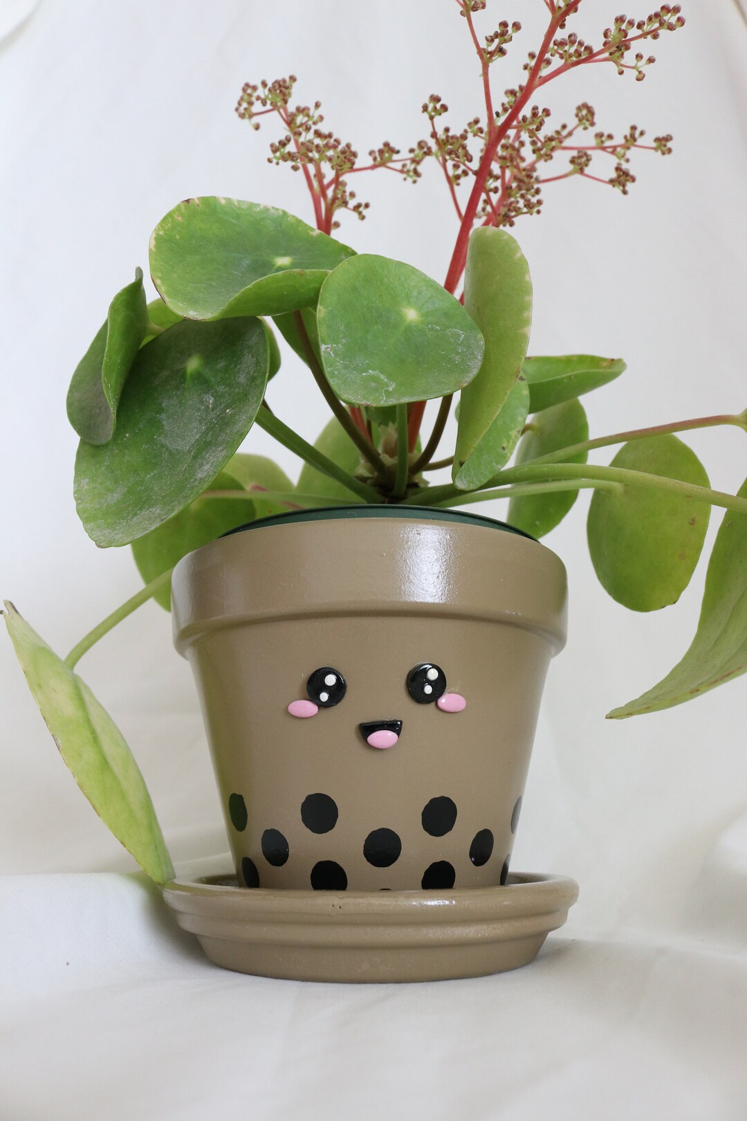 Boba Tea Plant Pot | Original Milk Tea Clay Planter Pot | Cute 4 Inch ...