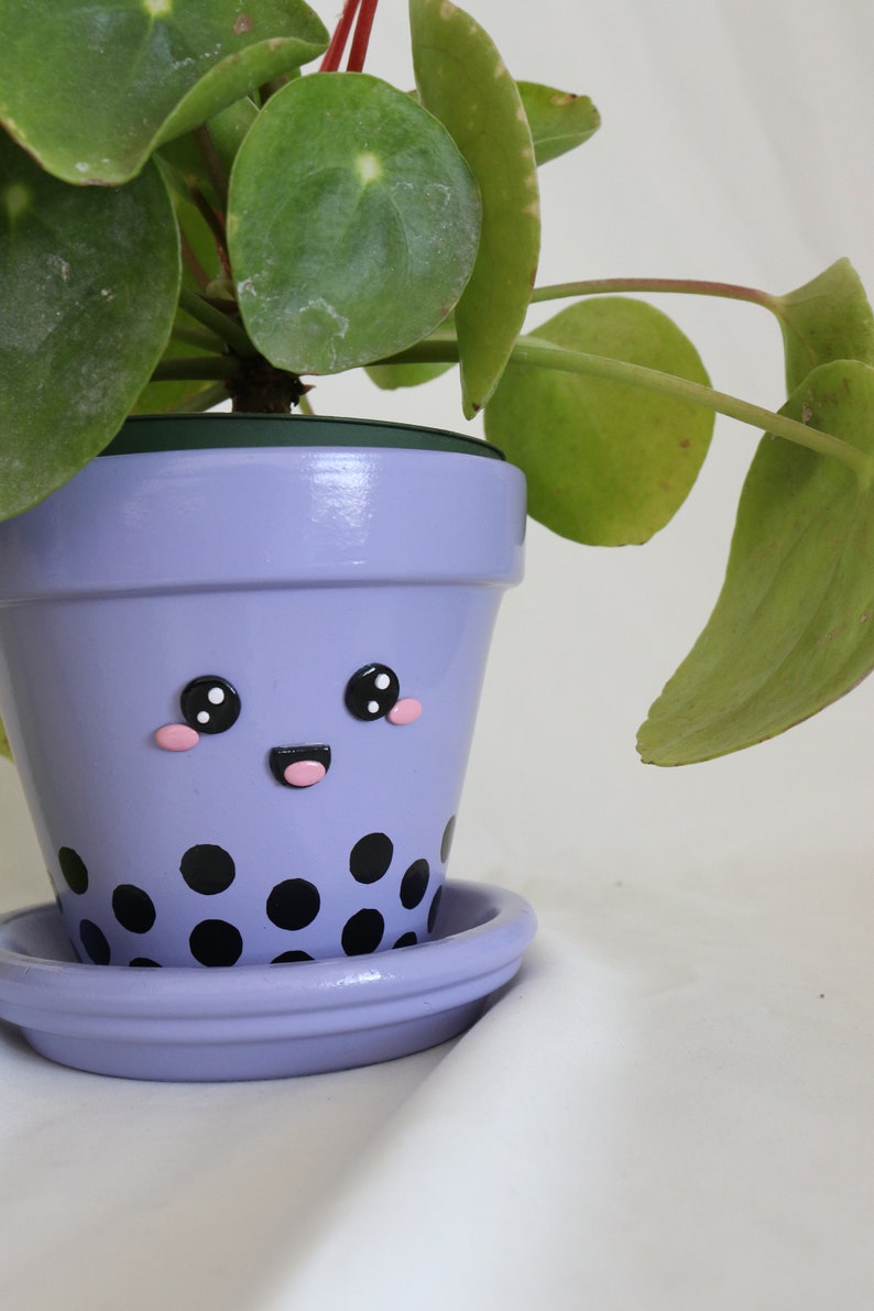 Boba Tea Plant Pot Taro Milk Tea Clay Planter Pot Cute 4 | Etsy