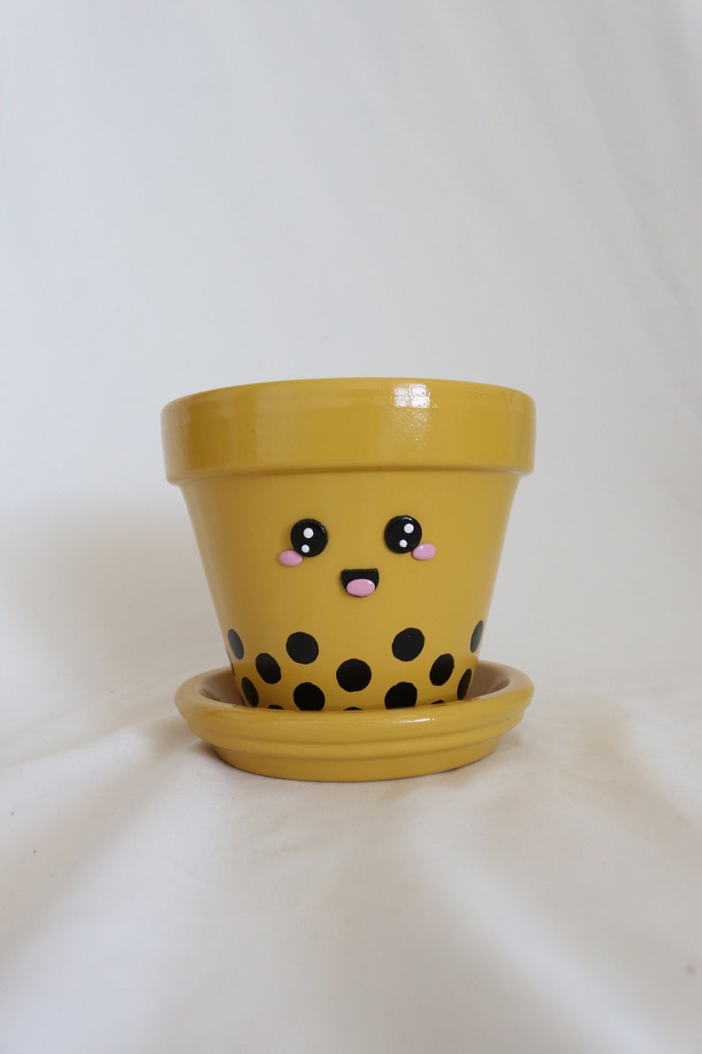 Boba Tea Plant Pot Passion Fruit Tea Clay Planter Pot Cute - Etsy