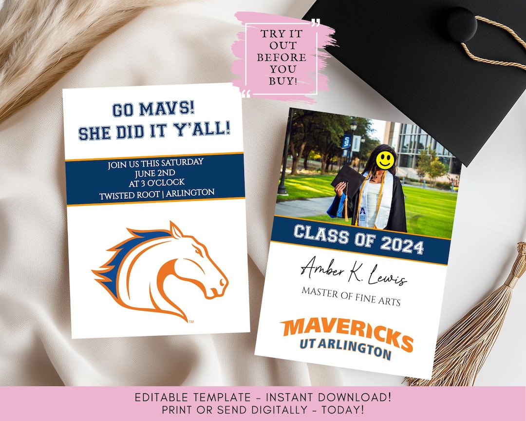 University of Texas Arlington Graduation Party Invite Grad Invitation ...