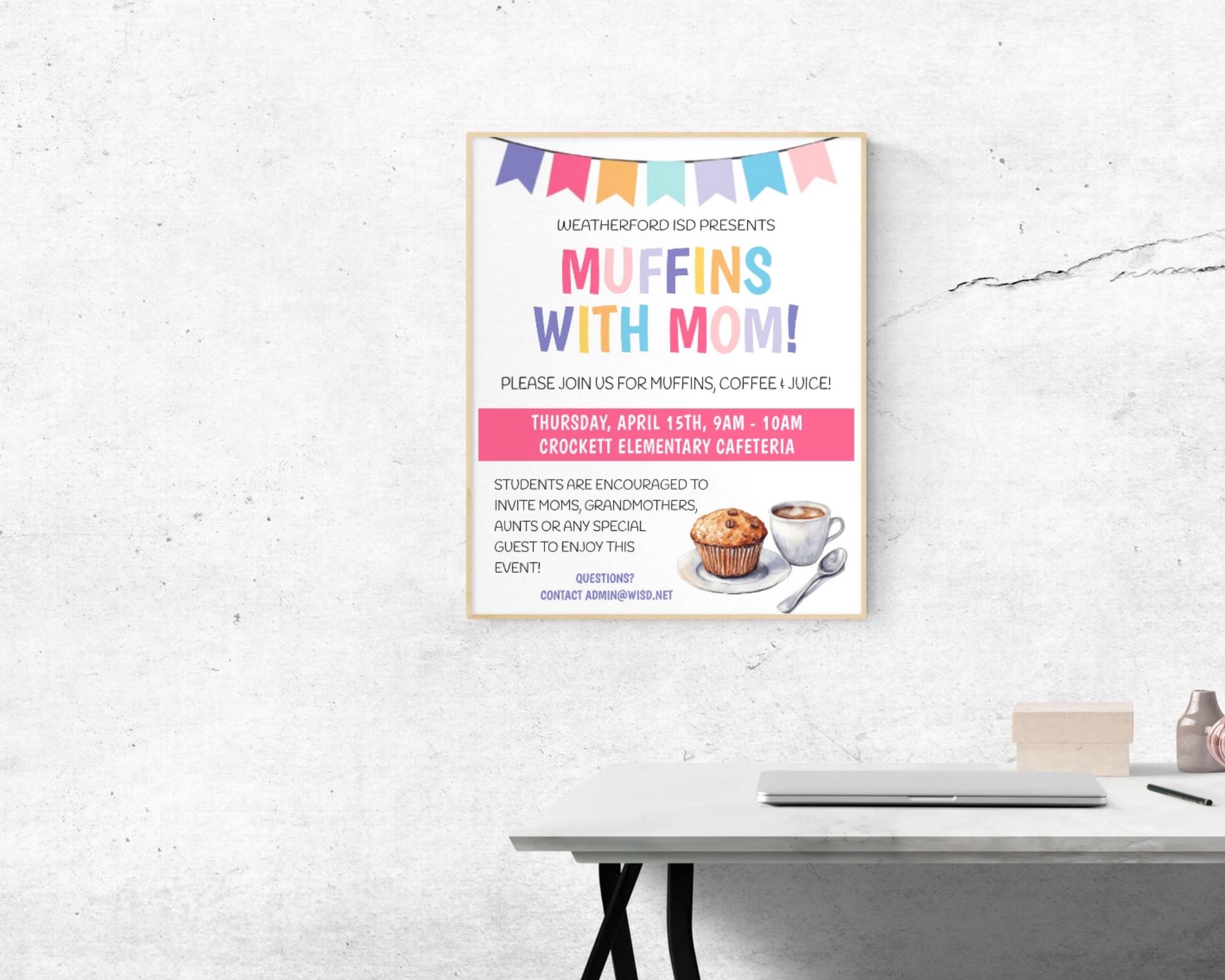 Muffins With Mom Invitation Editable School Event Flyer Mothers Day ...