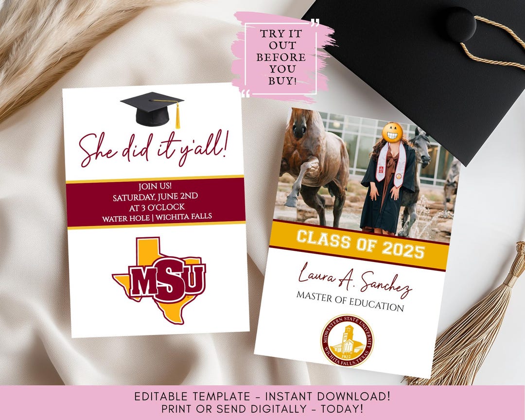Midwestern State University Graduation Party Invitation Grad Invite ...