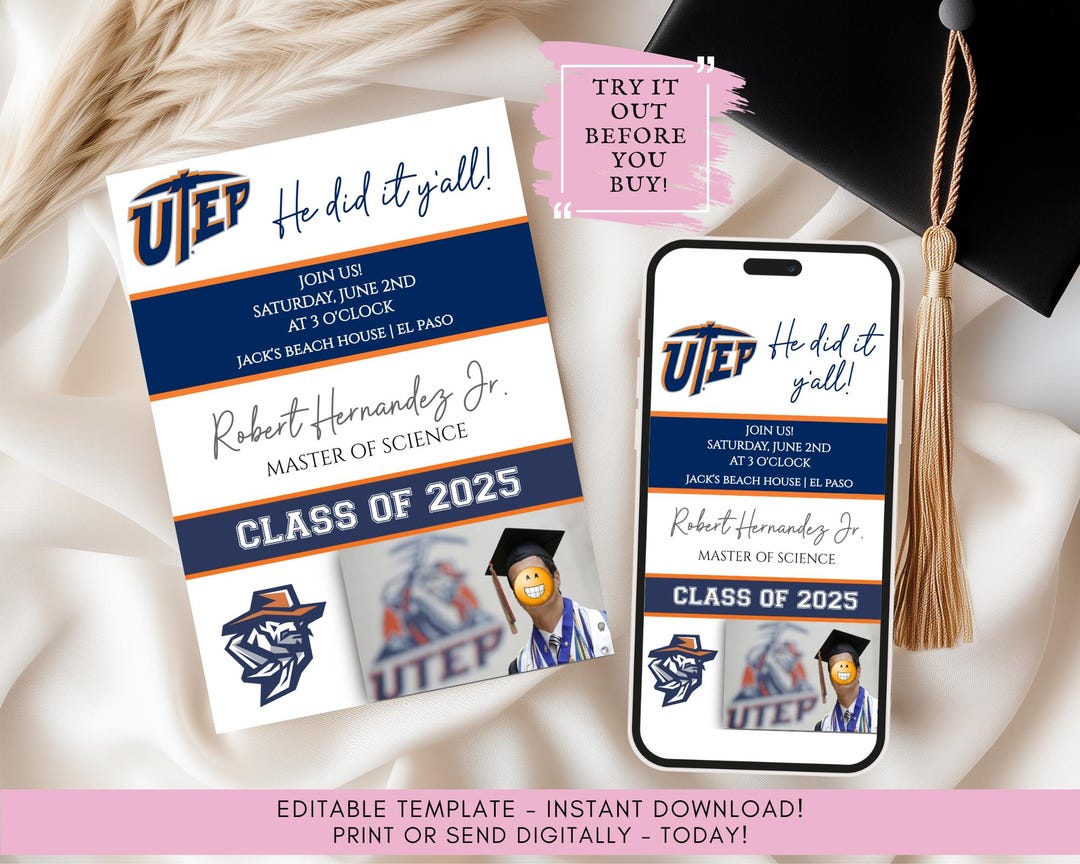 UTEP Graduation Invitation Template: University of Texas El Paso ...