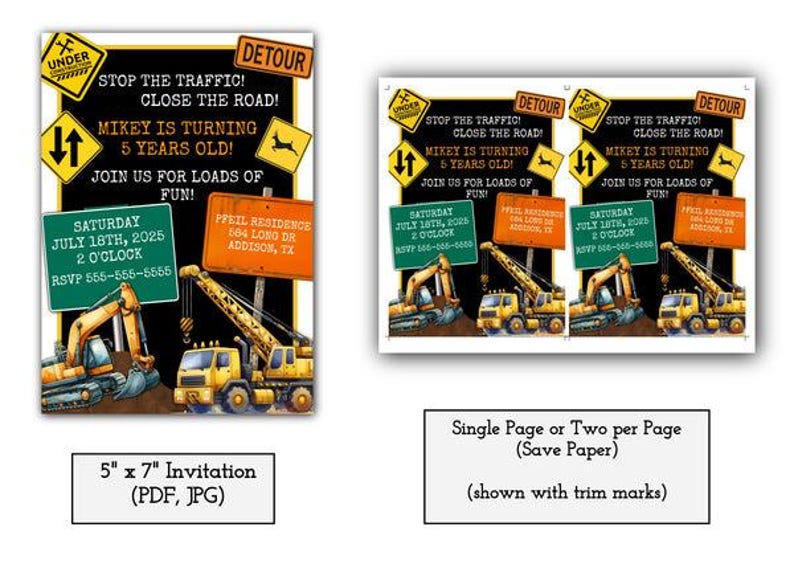 Construction Birthday Invitation: Editable Dump Truck Party (digital ...