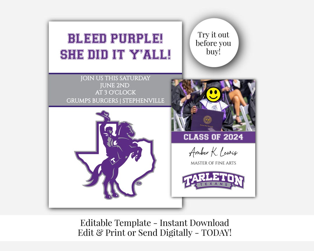 Graduation Invitation Template for Tarleton State University ...