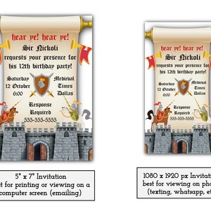 Medieval Birthday Party Invitation Template: Knights Event (digital ...