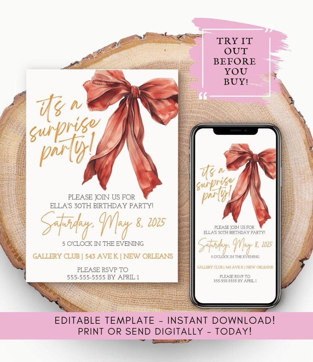 Surprise Birthday Party Invitation Template Custom Invite Printable ...