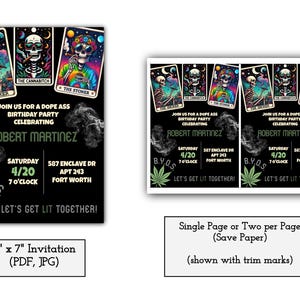 Cannabis Birthday Party Invitation Template Custom Invite Event ...