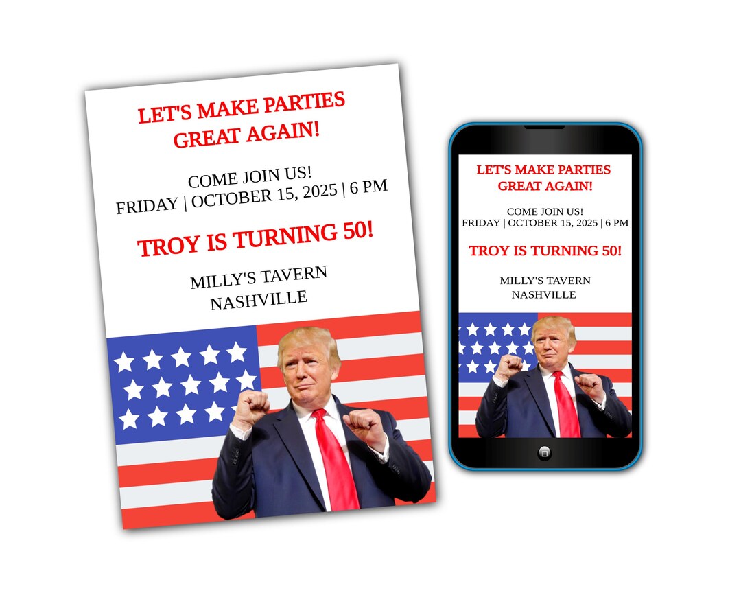 Trump Themed Birthday Invitation Template Instant Download Digital ...
