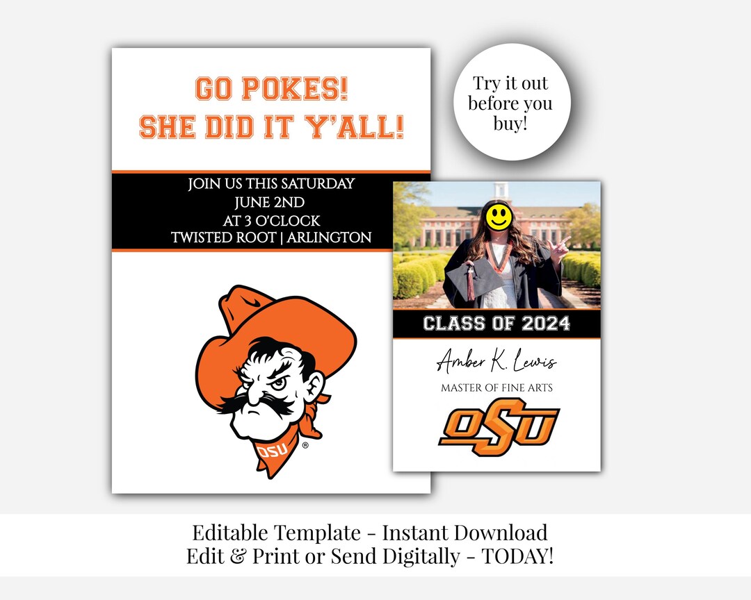 Graduation Invitation Template for Oklahoma State University ...